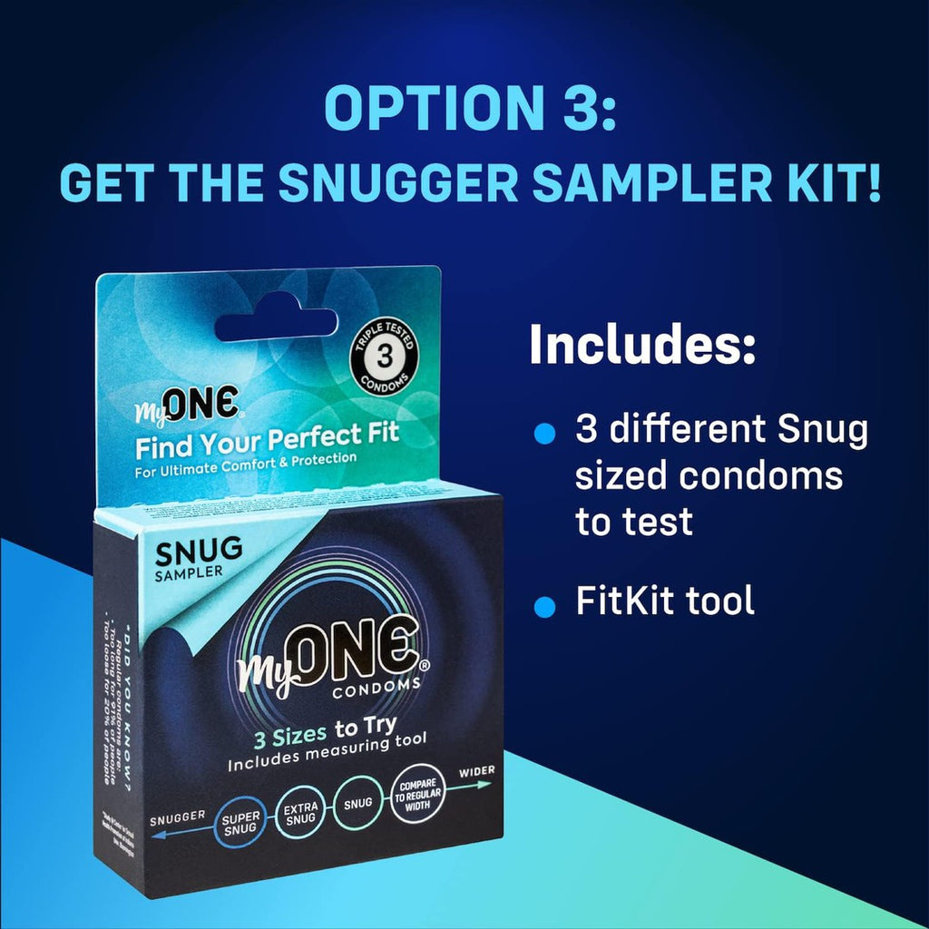 myONE "Snug" Condom Sampler (With FitKit Measuring Tool) | 3-Pack – Condomania.com