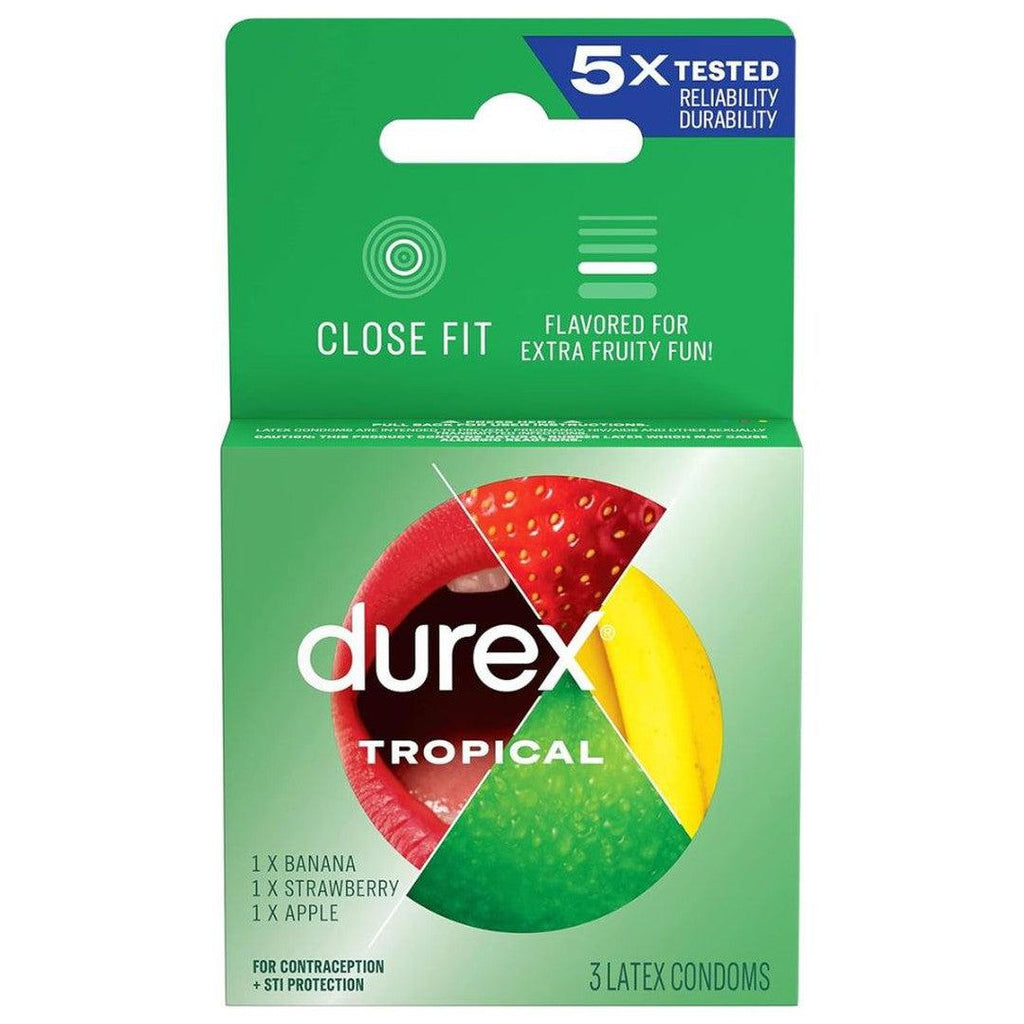 Durex Tropical Flavored Condoms 4 Fruit Flavors – Condomania.com