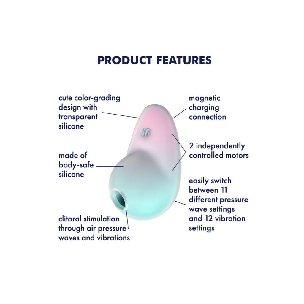 Satisfyer Pixie Dust Air-Pulse Clitoral Stimulator - Mint Pink – Condomania.com
