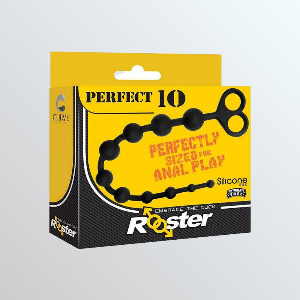 Perfect 10 Black Anal Beads Plugs For Men